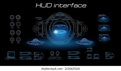 Digital Holographic User Interface Dashboards Elements Stock Vector ...