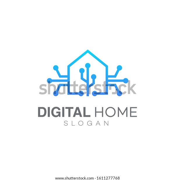 Digital Home Logo Design Template Stock Vector (Royalty Free ...