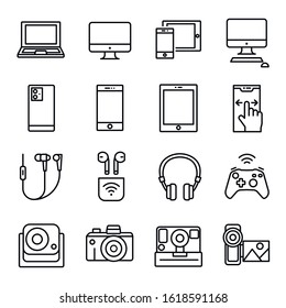 Digital Icons Technology Black White Set Stock Vector (Royalty Free ...