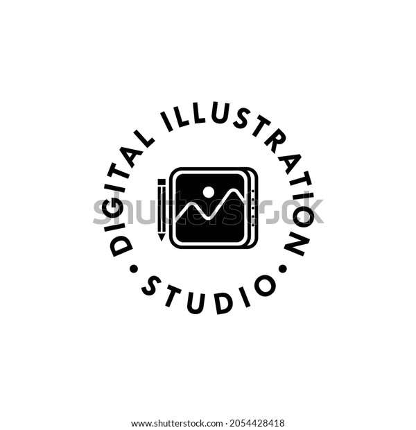 Digital Illustration Studio Logo Design Template Stock Vector (Royalty ...