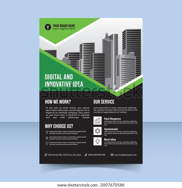 Digital Innovative Idea Fresh Green Flyer Stock Vector (Royalty Free ...