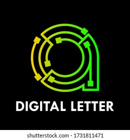 Digital Letter Logo Design Template Illustration Stock Vector (Royalty ...