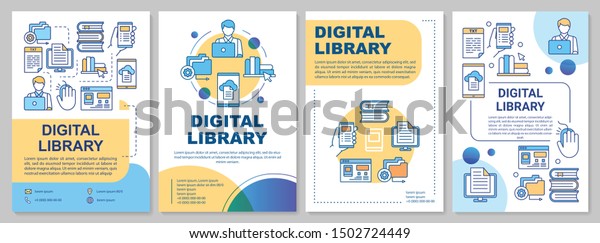 Digital Library Brochure Template Ebooks Reading Stock Vector (Royalty ...