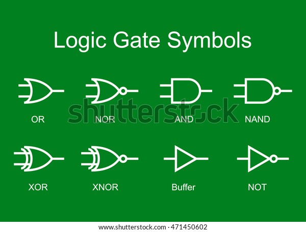 Digital Logic Gate Symbols White Isolated Stock Vector (Royalty Free ...