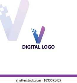 Digital Logo Icon Letter V Logo Stock Vector (Royalty Free) 1833091429 ...