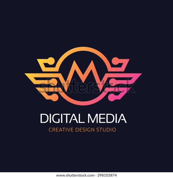 Digital Media Letter M Logo Template Stock Vector (Royalty Free ...