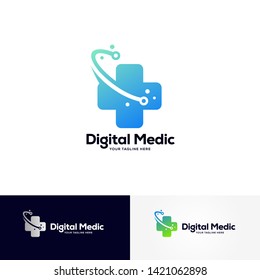Digital Medic Logo Designs Template Healthcare Stock Vector (Royalty ...