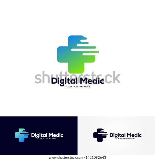 digital medic logo designs template, healthcare logo designs