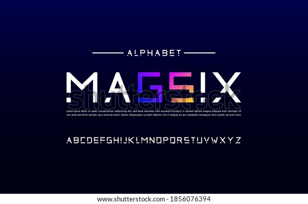 Digital Modern Alphabet Fonts Typography Futuristic Stock Vector ...