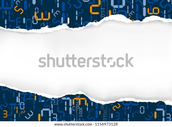 Digital Numbers On Ripped Paper Background Stock Vector (Royalty Free ...