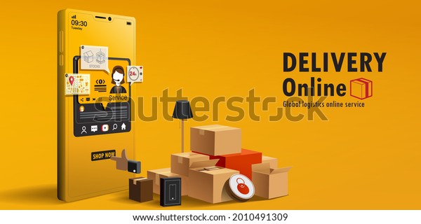 Digital Online Shop Global Logistic Delivery Stock Vector (Royalty Free ...
