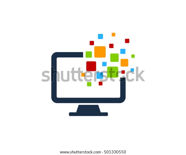Digital Pc Pixel Computer Logo Design Stock Vector (Royalty Free ...