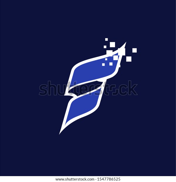 Digital Pixel Thunderbolt Logo Illustration Stock Vector (Royalty Free ...