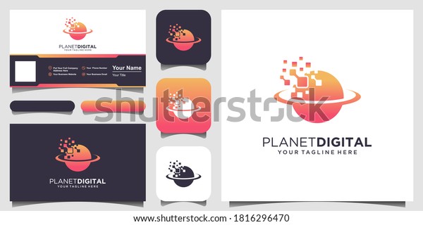 Digital Planet Logo Designs Template Planet Stock Vector (Royalty Free ...