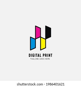 Digital Print Printing Logo Design Template Stock Vector (Royalty Free ...