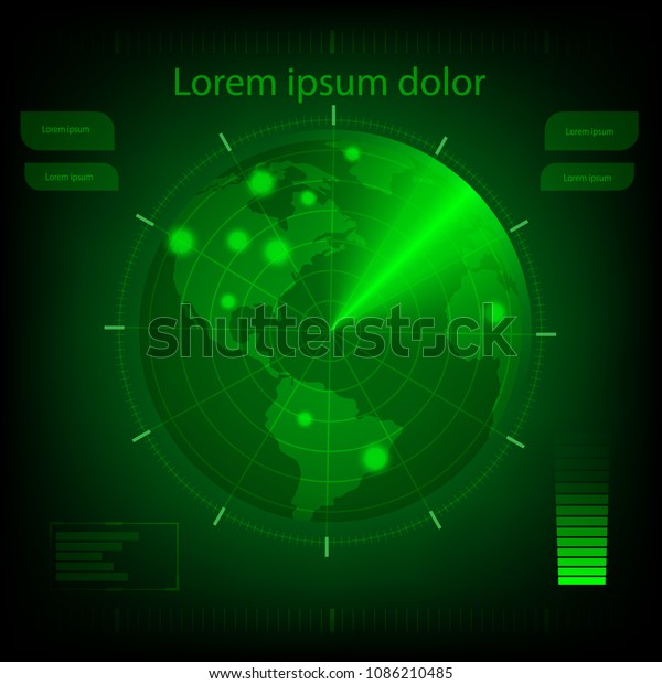 Digital Radar Screen Background Stock Vector (Royalty Free) 1086210485 ...