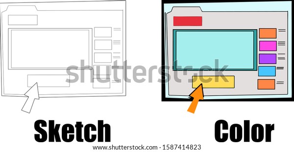 Digital Registration Form Sketch Color Version Stock Vector (Royalty ...