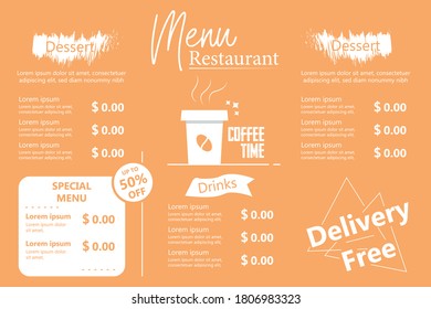 Digital Restaurant Menu Horizontal Format Template Stock Vector ...
