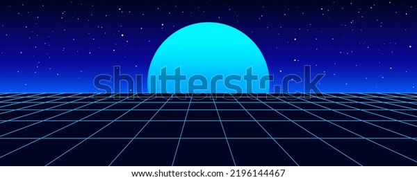 Digital Retro Perspective Grid 1980s Style Stock Vector (Royalty Free ...