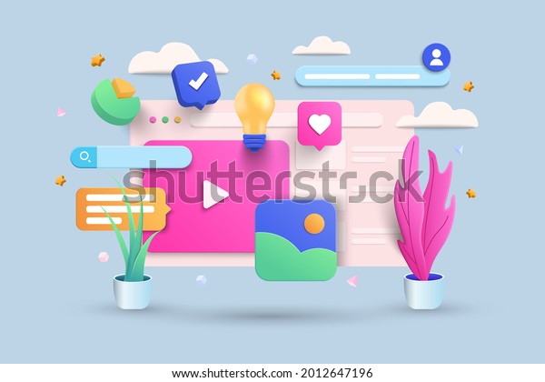 Digital Screen 3d Illustration Video Player Stock Vector (Royalty Free ...