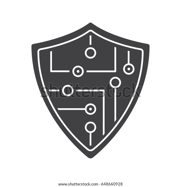 Digital Shield Glyph Icon Silhouette Symbol 库存矢量图（免版税）648660928 ...