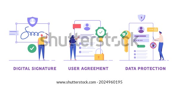 Digital Signature Data Protection Terms Conditions Stock Vector ...
