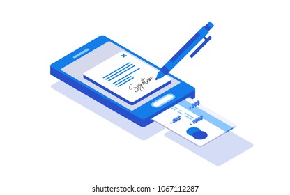 Digital Signature Flat 3d Web Isometric: vector de stock (libre de ...