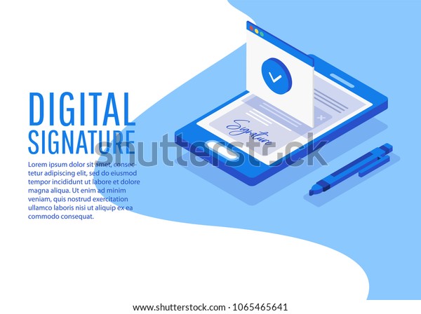 Firma digital. Vector de concepto infográfico: vector de stock (libre ...
