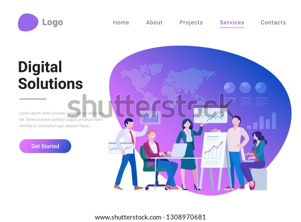 Digital Solutions Business Analytics Planning Management Stock Vector ...