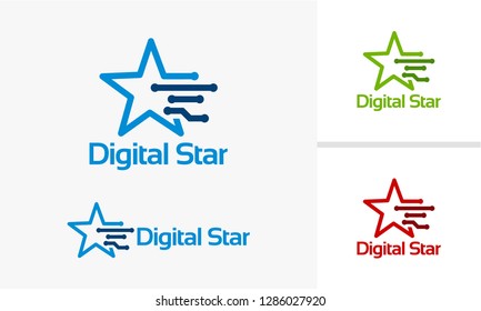 Digital Star Logo Designs Fast Star Stock Vector (Royalty Free ...