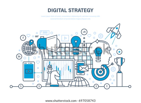 Digital Strategy Concept Digital Marketing Media Stock Vector (Royalty ...