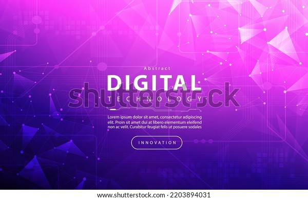 Digital Technology Banner Blue Pink Background Stock Vector (Royalty ...