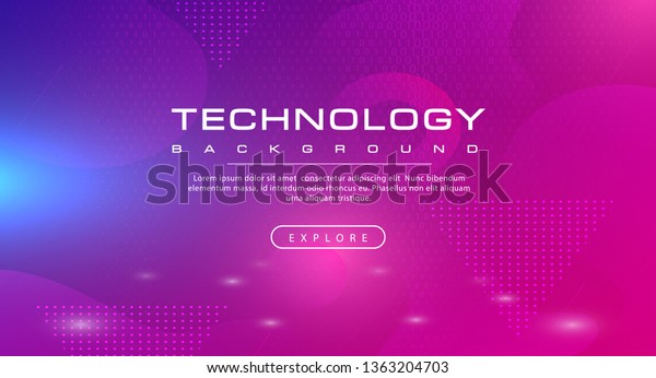 Digital Technology Banner Pink Blue Background Stock Vector (Royalty ...