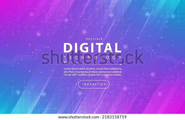 Digital Technology Banner Pink Blue Background Stock Vector (Royalty ...