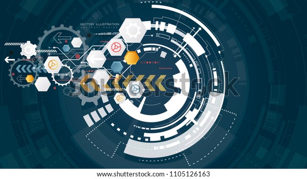 Digital Technology Design Gear Wheel Colorful: vector de stock (libre ...