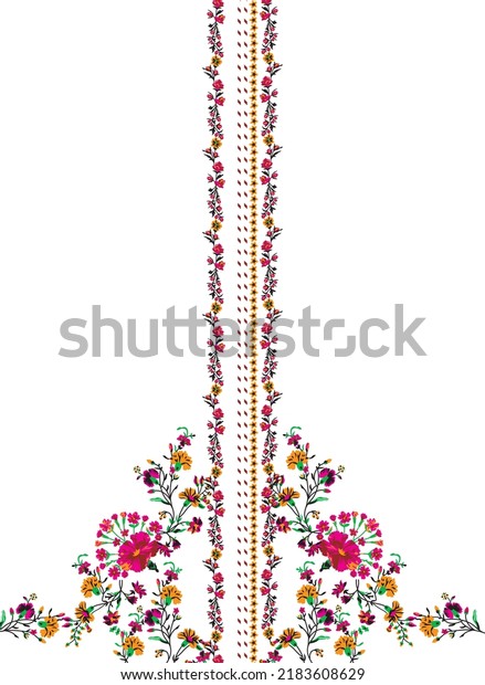 Digital Textile Design Floral Neckline Shirt Stock Vector (Royalty Free ...