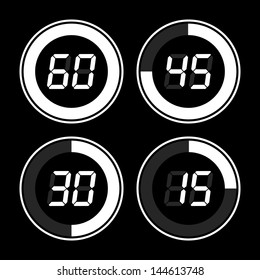 Digital Timer White On Black Background Stock Vector (Royalty Free ...