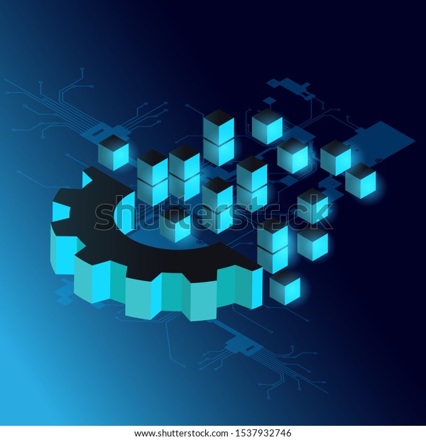 Digital Transformation Isometric Concept Background New Stock Vector ...