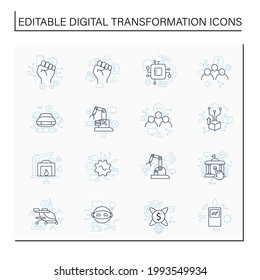 Digital Transformation Line Icons Set Modern Stock Vector (Royalty Free ...