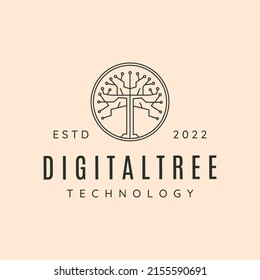 Digital Tree Line Art Logo Vector Stock Vector (Royalty Free ...