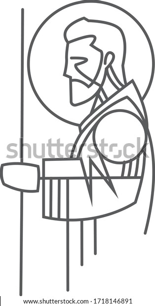 Dibujo digital vectorial o dibujo de San José en estilo minimalista