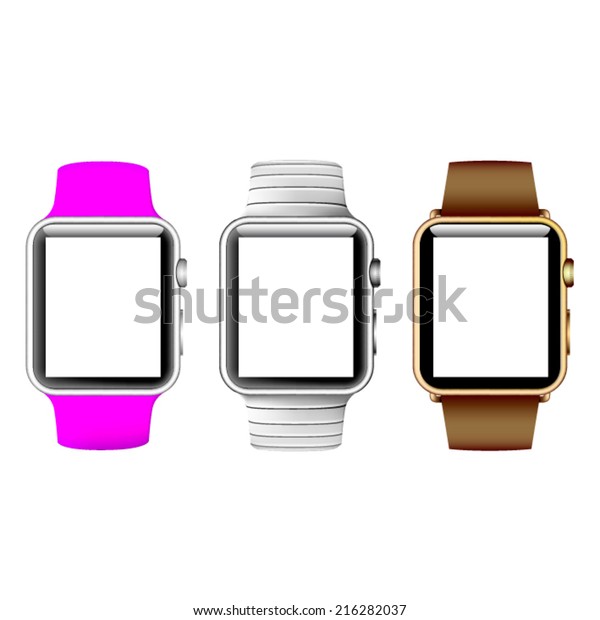 Digital Watch Blank White Screen Isolated Stock Vector (Royalty Free ...