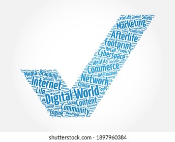 Digital World Check Mark Word Cloud Stock Vector (Royalty Free ...