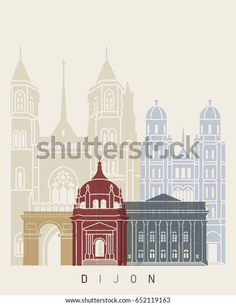 Dijon Skyline Poster Editable Vector File Stock Vector (Royalty Free ...