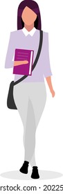 Diligent Student Girl Semi Flat Color Stock Vector (Royalty Free ...