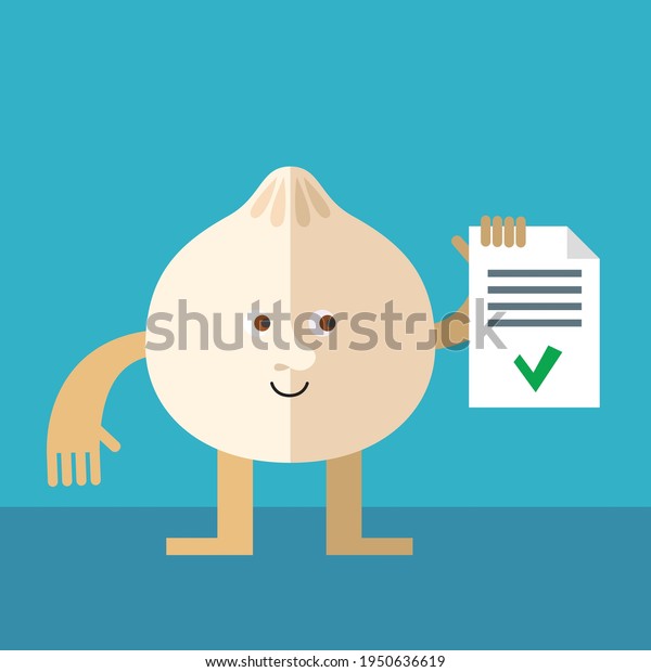 Dim Sum Holding Check List Cartoon Stock Vector (Royalty Free) 1950636619