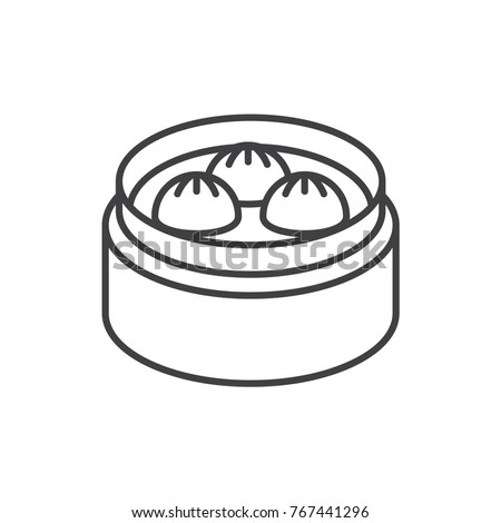 Dim Sum Line Icon Traditional Chinese Stock Vector (Royalty Free ...