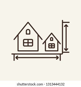 Dimensions Line Icon Two Buildings On Stock Vector (Royalty Free ...