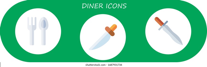 Diner Icon Set 3 Flat Diner Stock Vector (Royalty Free) 1687931734 ...