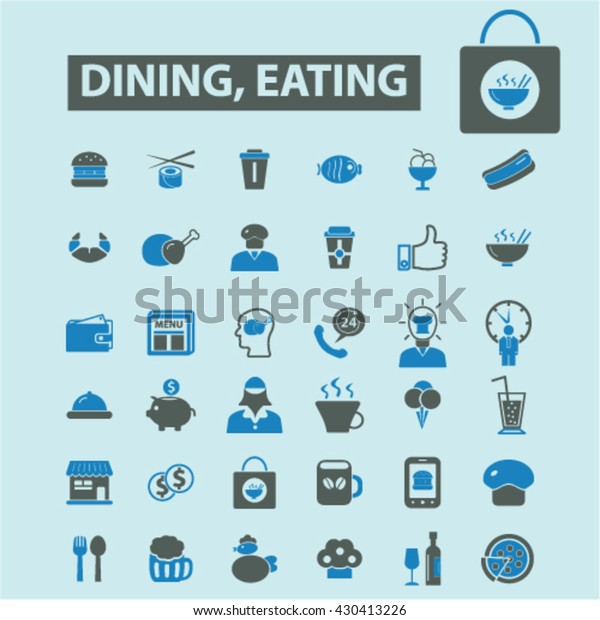 Dining Eating Icons 스톡 벡터(로열티 프리) 430413226